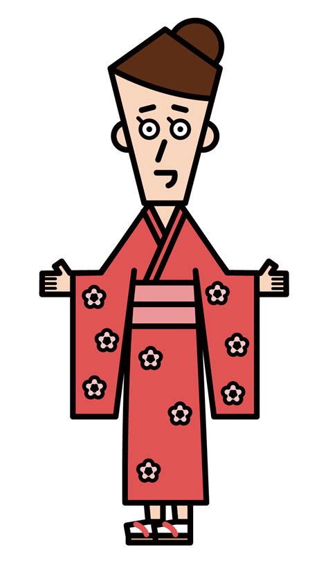 기모노를 입은 여성의 일러스트 무료 일러스트 소재집 Kukukeke