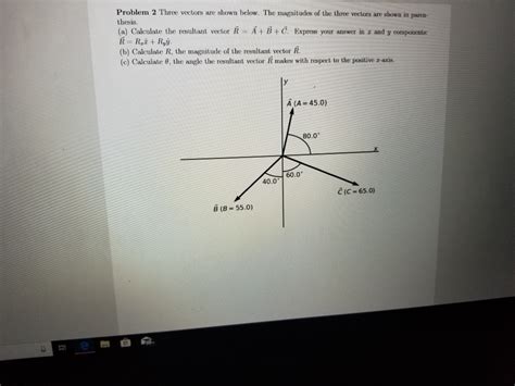 Solved Problem Three Vectors Are Shown Below The Chegg Com