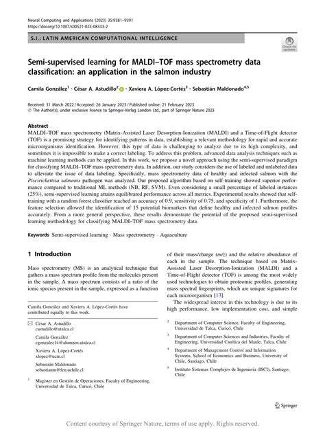 Semi Supervised Learning For Malditof Mass Spectrometry Data Classification An Application In