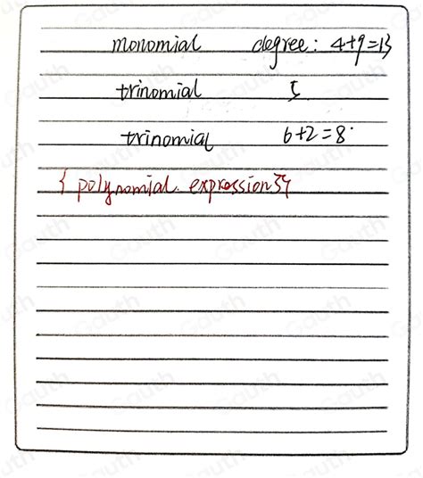 solved 2 determine the type and degree of each of the following polynomiall expressions 9x 4y