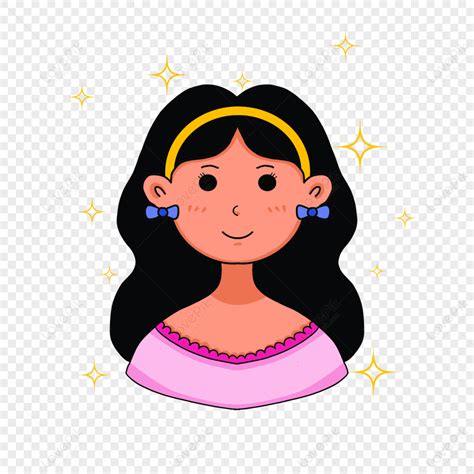 레트로 일러스트 아바타 예쁜 여자 초상화 푸른 삽화 Png 일러스트 무료 다운로드 Lovepik