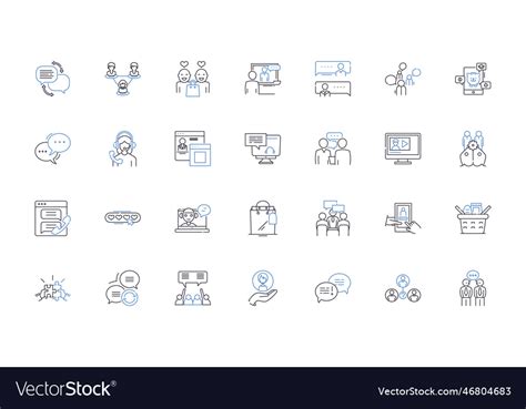 Member Service Line Icons Collection Support Vector Image