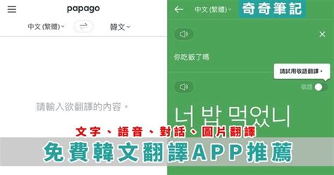 翻譯App韓文翻中文軟體推薦網頁圖片一鍵翻譯Naver Papago 奇奇筆記
