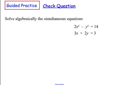 Solving Advanced Simultaneous Equations With A Quadratic Equation By