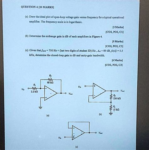 Question 4 20 Marks A Draw The Ideal Plot Of Open Loop Voltage Gain
