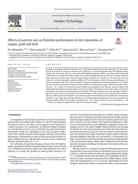 Effects Of Particle Size On Flotation Performance In The Separation Of