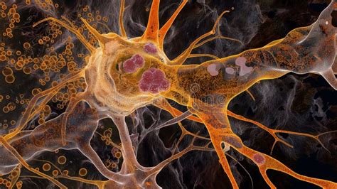 Microscopic View Of A Neuron Revealing The Complex Network Of Dendrites Stock Image Image Of