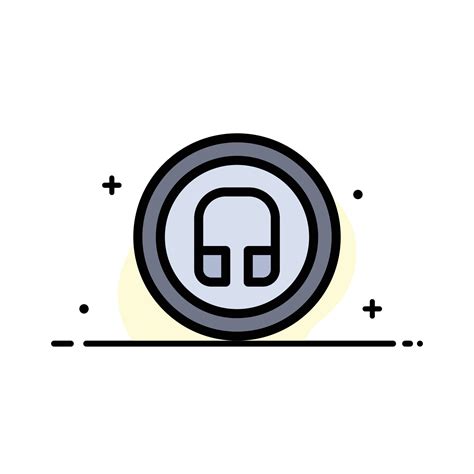 Earphone Headphone Basic Ui Business Flat Line Filled Icon Vector