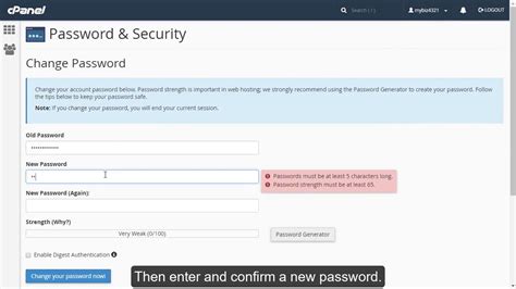 CPanel Changing Your Account Password YouTube