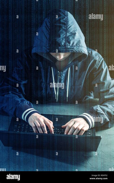 Hacker Teen Programmer Uses A Laptop To Hack The System Stealing Personal Data Creation And