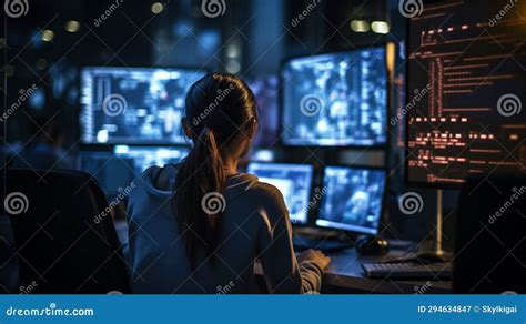 Candid Female Programmer Deeply Engrossed In Her Work Showcasing Passion And Focus In The World