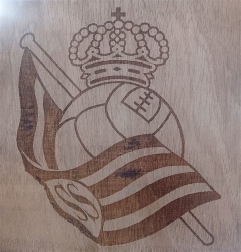 Cuadro Real Sociedad 28 X 28 Cm Grabado Con Laser