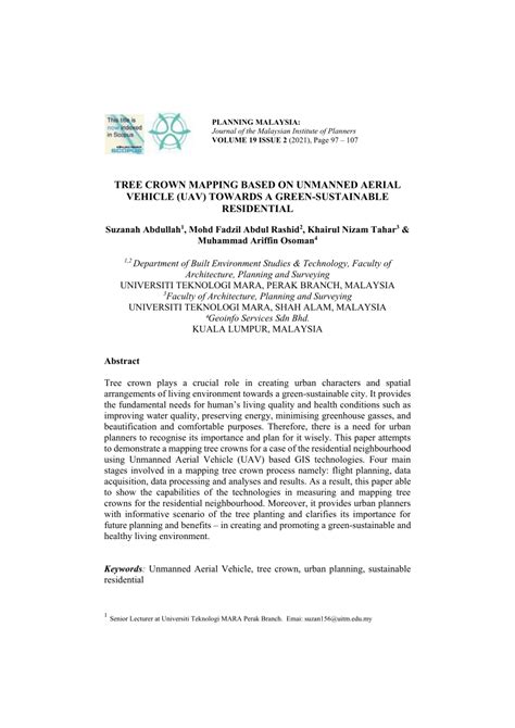 Pdf Tree Crown Mapping Based On Unmanned Aerial Vehicle Uav Towards A Green Sustainable
