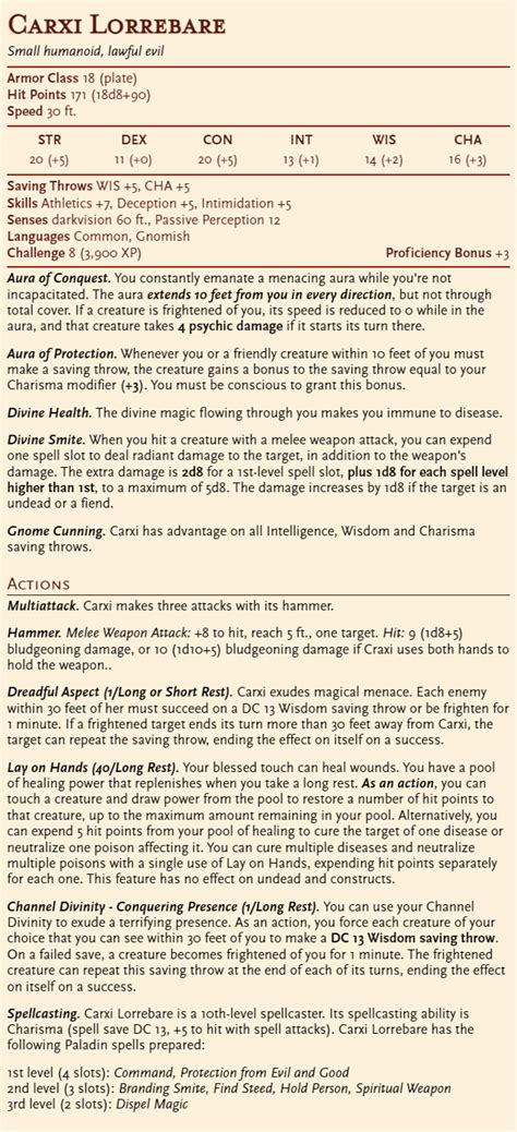 Your Opinion On This 1 Of 4 Custom Boss Stat Block For Homebrew Campaign This One I Mixed The Your Opinion On This 1 Of 4 Custom Boss Stat Block For Homebrew Campaign This One I Mixed The