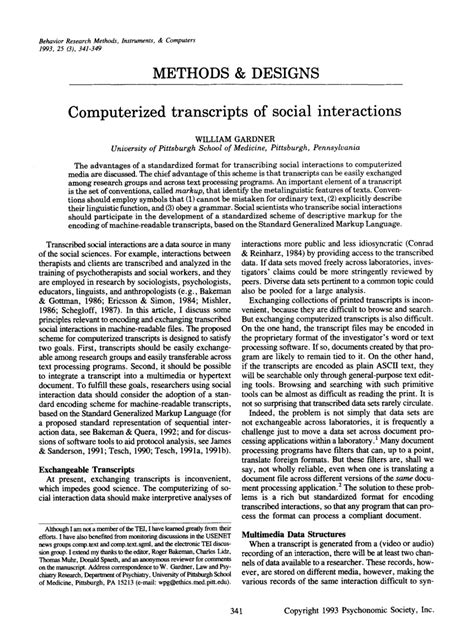 Pdf Computerized Transcripts Of Social Interactions
