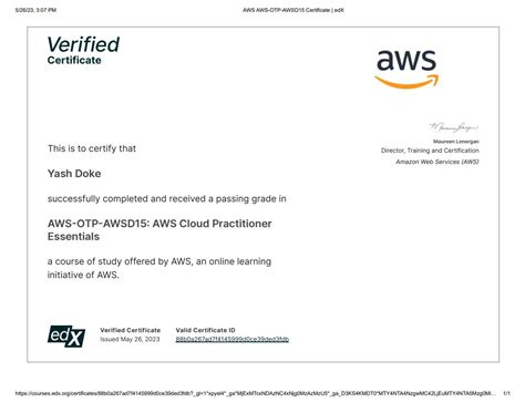 Yash Doke On Linkedin Aws Cloudcomputing Certificate Professionaldevelopment Edx