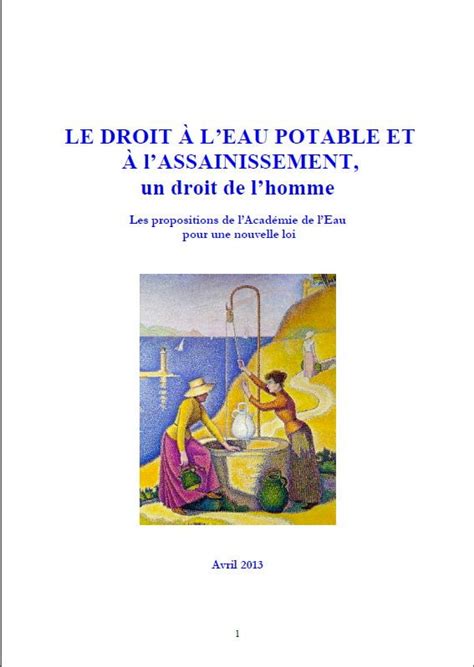Le Droit à Leau Potable Et à Lassainissement Un Droit De Lhomme
