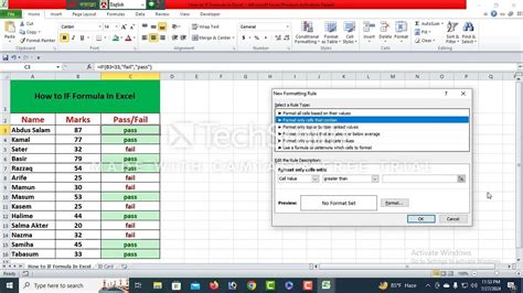 How To If Formula In Excel Fail And Pass Youtube