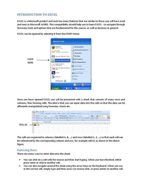 Introduction To Excel Entering Data Pdf Microsoft Excel Spreadsheet
