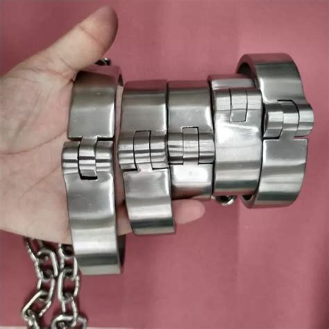 Heavy Duty Stainless Steel Bondage Handcuffs Ankle Cuffs Slave Neck
