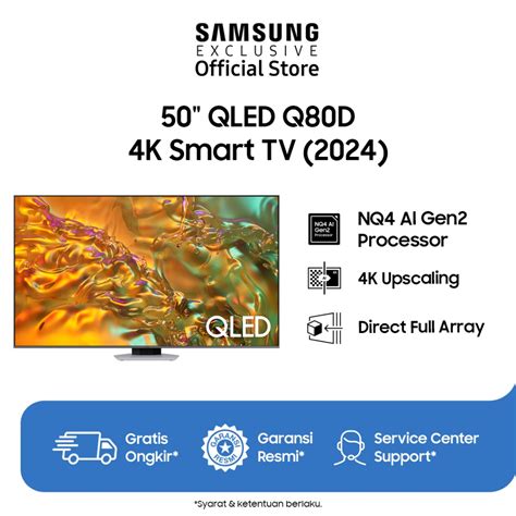 Jual Samsung 50 Qled 4k Q80d Smart Tv Nq4 Ai Gen2 Processor 4k Ai Upscaling Qa50q80dakxxd