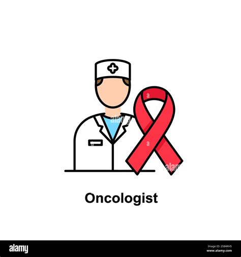 Vector Icon Of An Oncologist Holding A Cancer Ribbon Icon Symbol Of