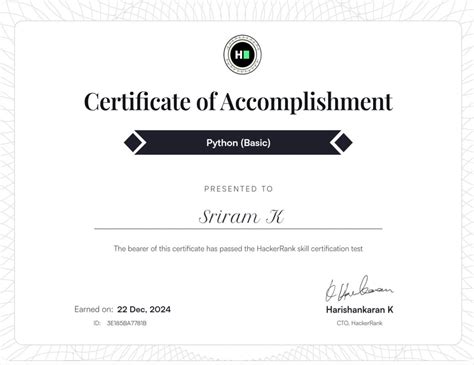Sriram Kannan On Linkedin Hackerrank Python Certification Programming Learning Growth