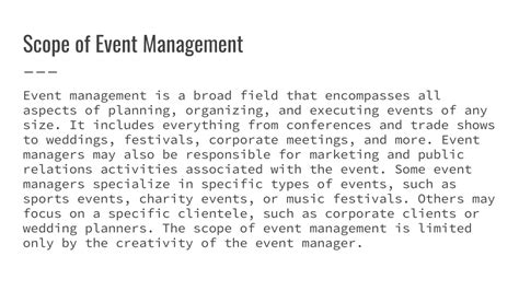 Ppt Event Management Scope Powerpoint Presentation Free Download