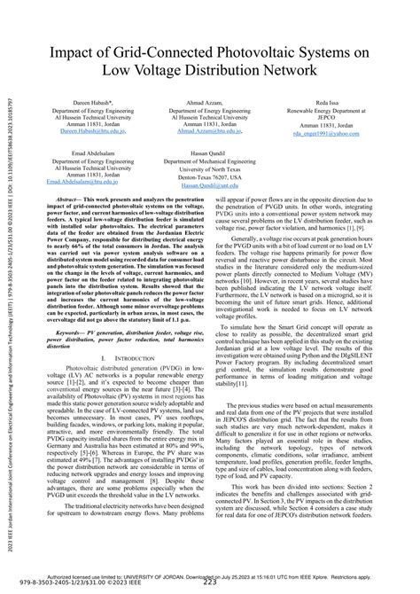 Pdf Impact Of Grid Connected Photovoltaic Systems On Low Voltage Distribution Network