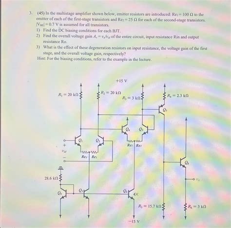 Solved 45 ﻿in The Multistage Amplifier Shown Below