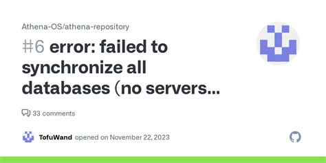 Error Failed To Synchronize All Databases No Servers Configured For Repository · Issue 6