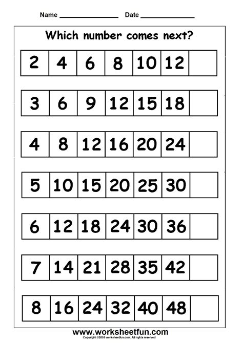 Numbers And Patterns Worksheets