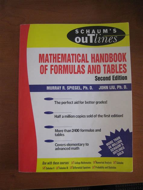 Schaums Mathematical Handbook Of Formulas And Tables Spiegel Murray