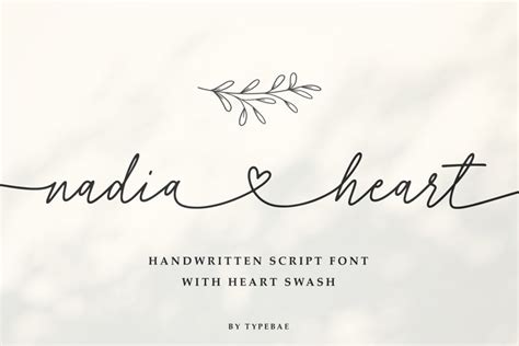 nadia heart script font with swash