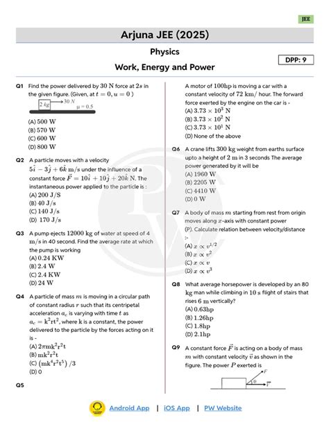 Work Energy Theorem Arjuna Jee 2025 Pdf Force Applied And Interdisciplinary Physics