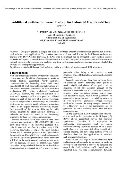 Pdf Additional Switched Ethernet Protocol For Industrial Hard Real Time Traffic