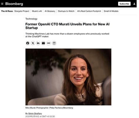 前 Openai 首席技术官“自立门户”，翁荔等多名老东家干将加盟