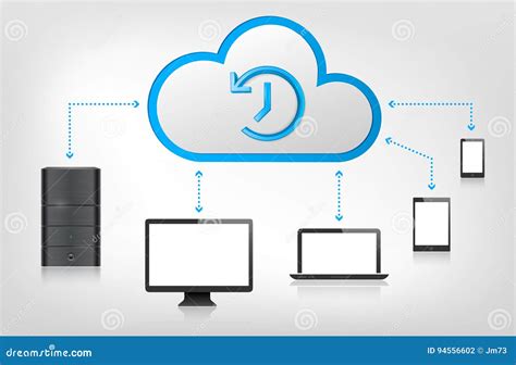 Cloud Backup Storage Illustration Of Computer System For Information Sharing Hosting Saving