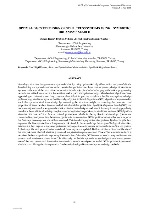 Pdf Optimal Discrete Design Of Steel Truss Systems Using Symbiotic Organisms Search