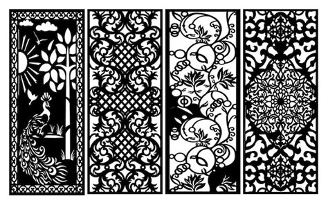 레이저 및 Cnc 절단을 위한 기하학적 패턴과 꽃 패널이 있는 장식 이슬람 템플릿 프리미엄 벡터