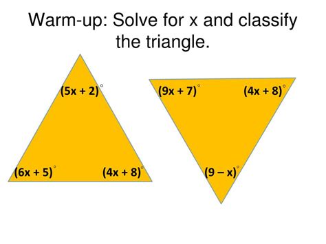 PPT Warm Up Solve For X And Classify The Triangle PowerPoint Presentation ID 4116281