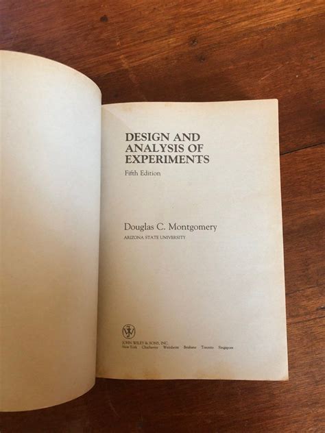 Design And Analysis Of Experiments 5th Ed By Douglas Montgomery Photo View 3