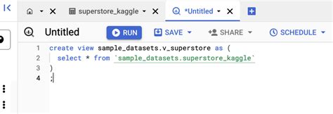 how to create views in bigquery