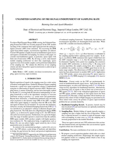 Unlimited Sampling Of Fri Signals Indepen Pdf