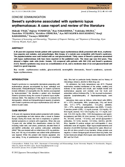 Pdf Sweets Syndrome Associated With Systemic Lupus Erythematosus A Case Report And Review Of