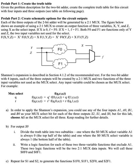 Solved Prelab Part 1 Create The Truth Table Given The