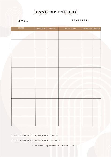 Buy Simple Brown Assignment Log 2 By Your Planning Bestie On Selar