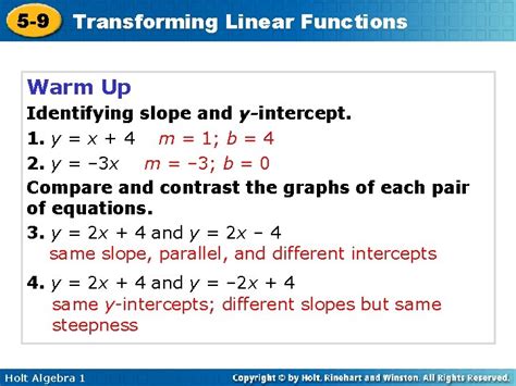 5 9 Transforming Linear Functions Warm Up Lesson