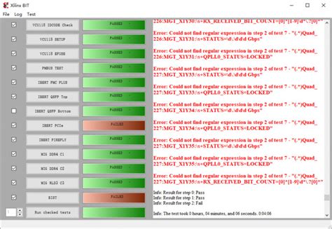 Vcu118 Bit Test Failed Ibert Pcie And Clocking Test In Bist