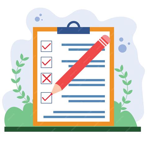 Premium Vector Checklist Clipboard With Red Ticks Cross Marks And A Pencil Check The List